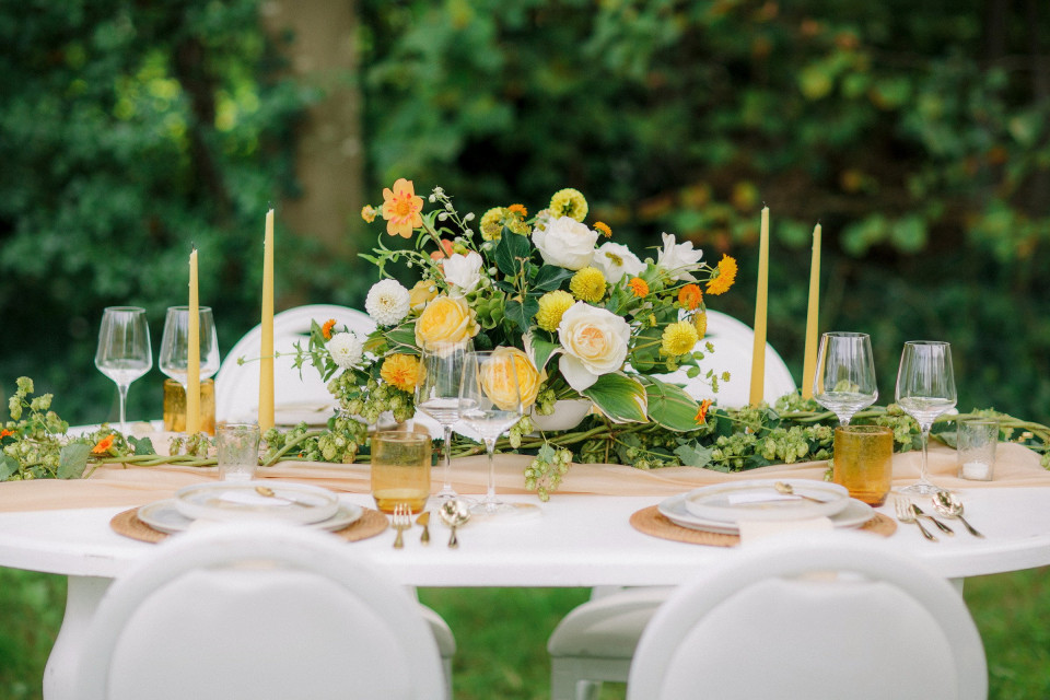Wunderschone Blumengesteck Goldene Hochzeit Ebenbild